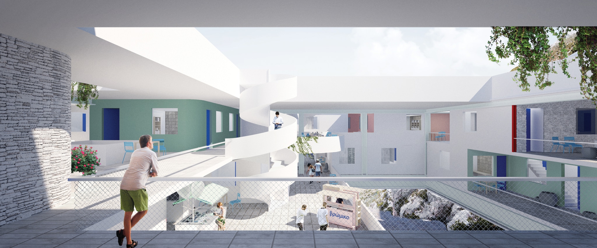 Courtyard Perspective Rendering - Columbia GSAPP