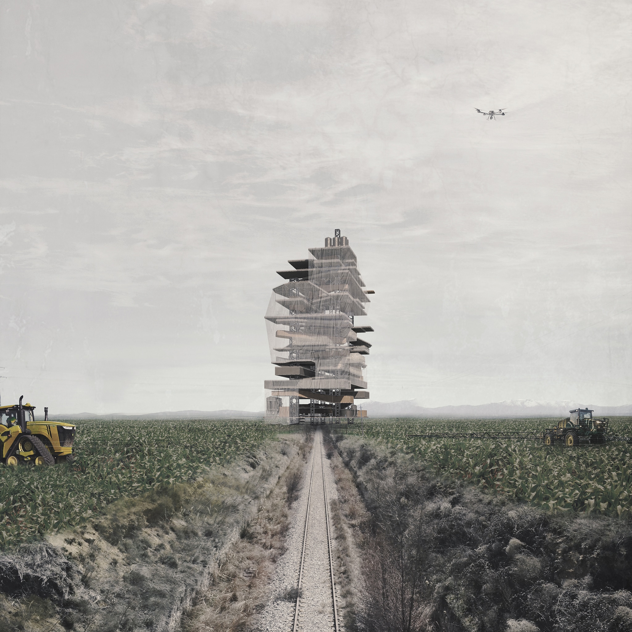 Exterior Perspective Drawing - Columbia GSAPP