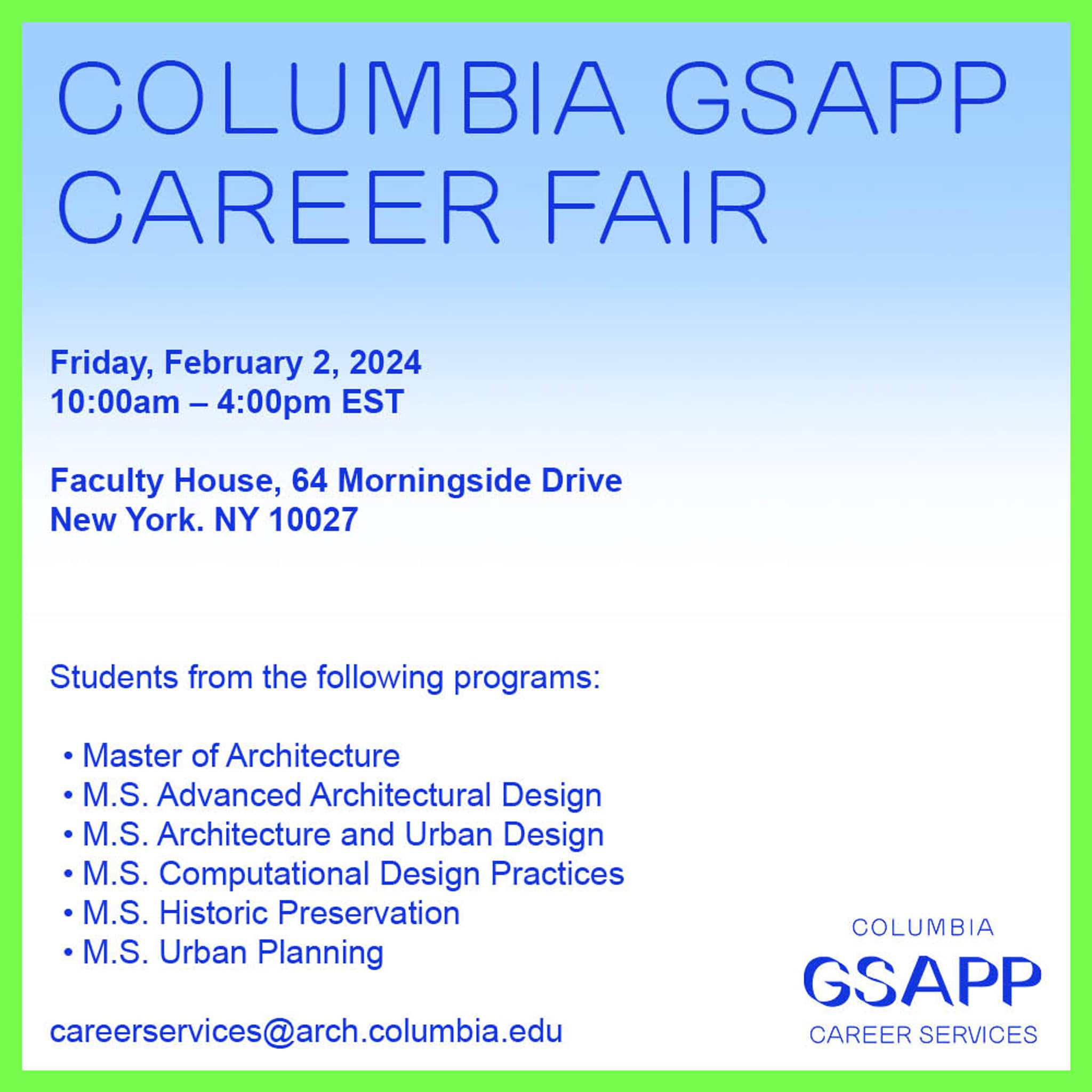Columbia GSAPP Career Fair - Columbia GSAPP