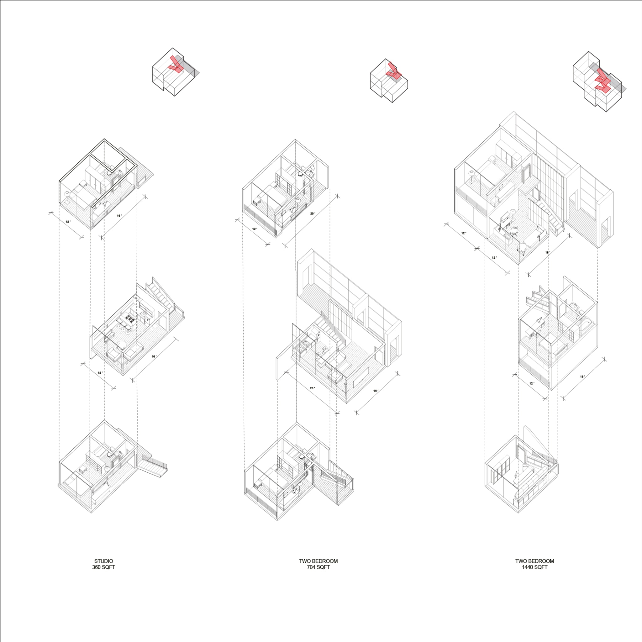 Unit Axonometric Drawing - Columbia GSAPP
